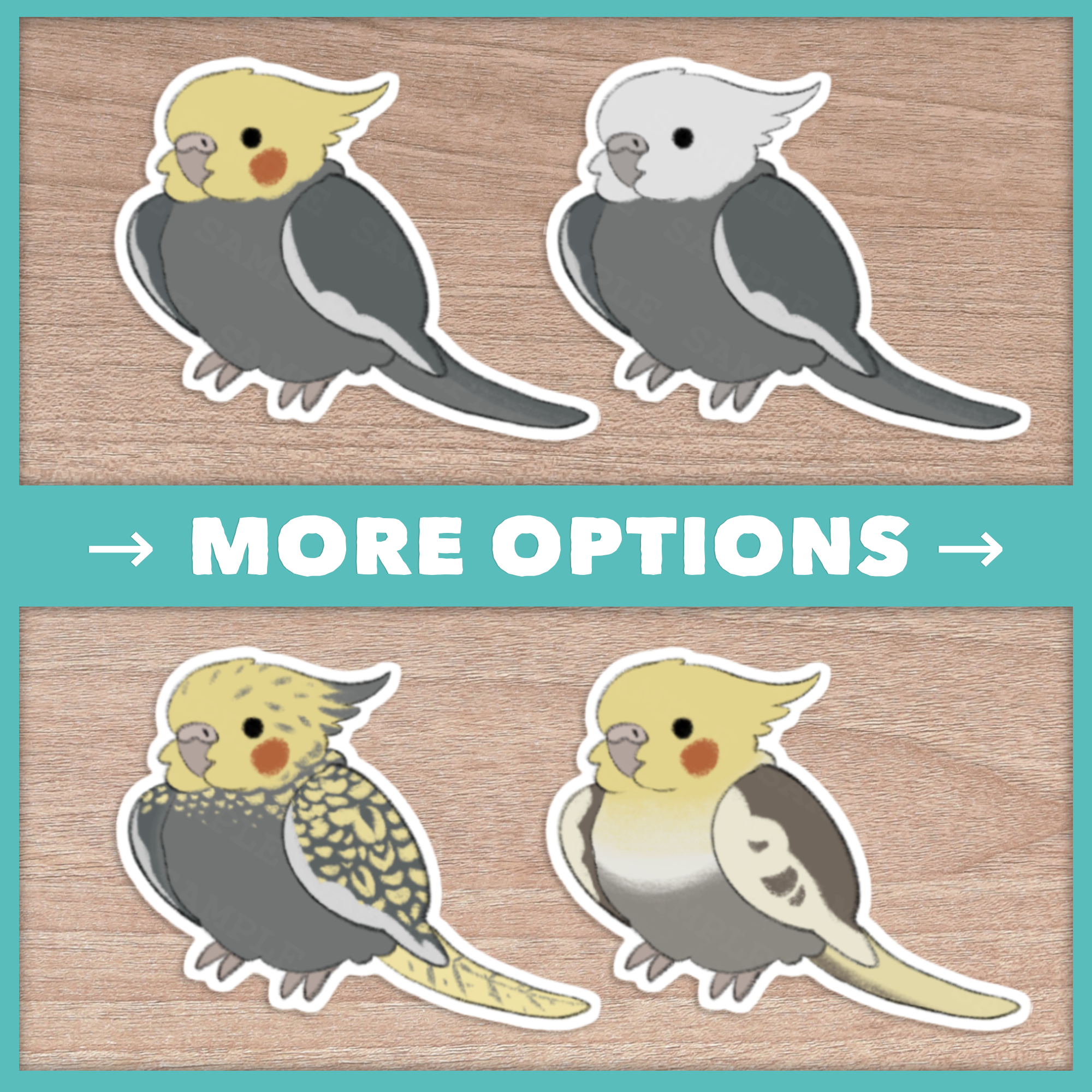 Cockatiel Stickers – Fish & Chirps