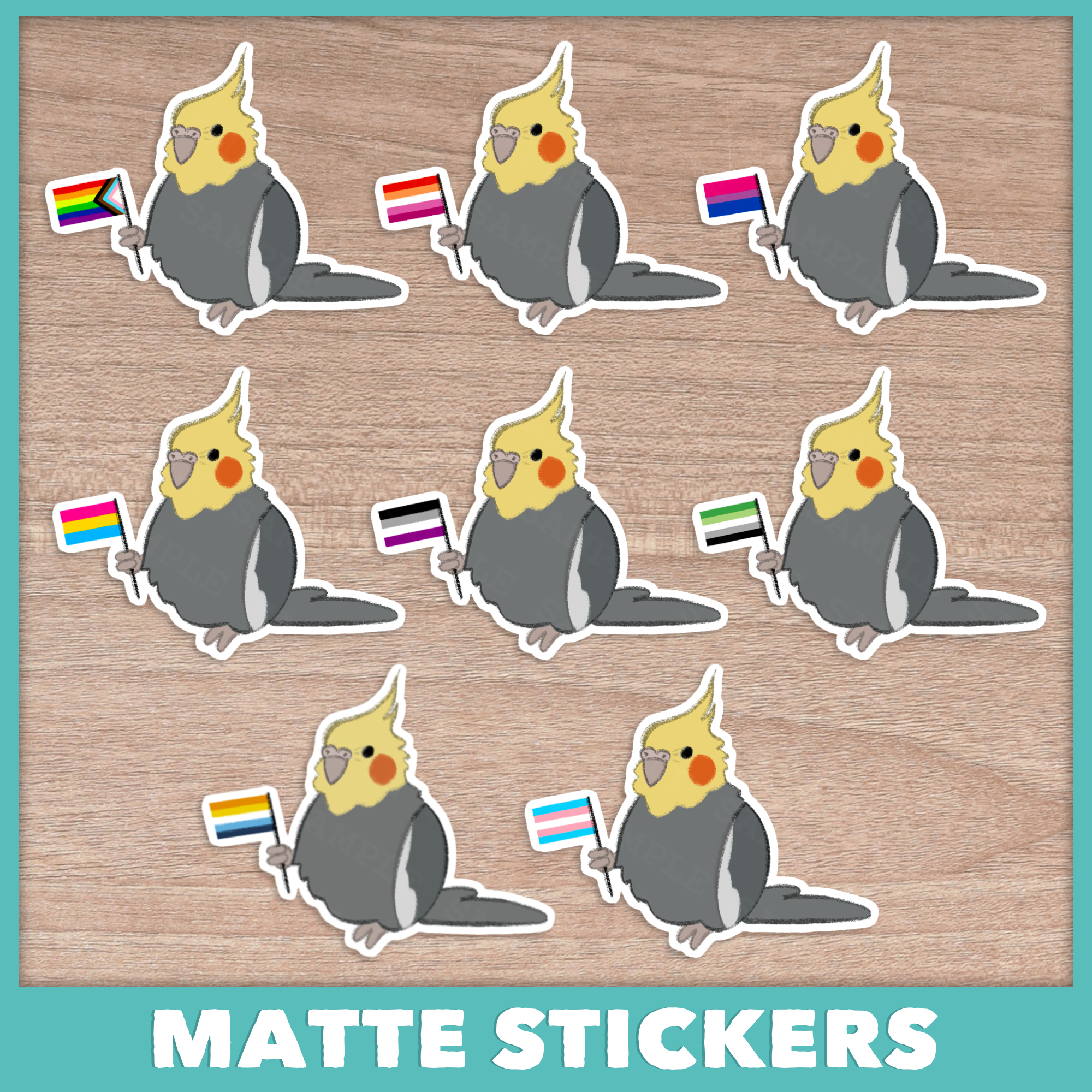 Cockatiel Pride Stickers – Fish & Chirps