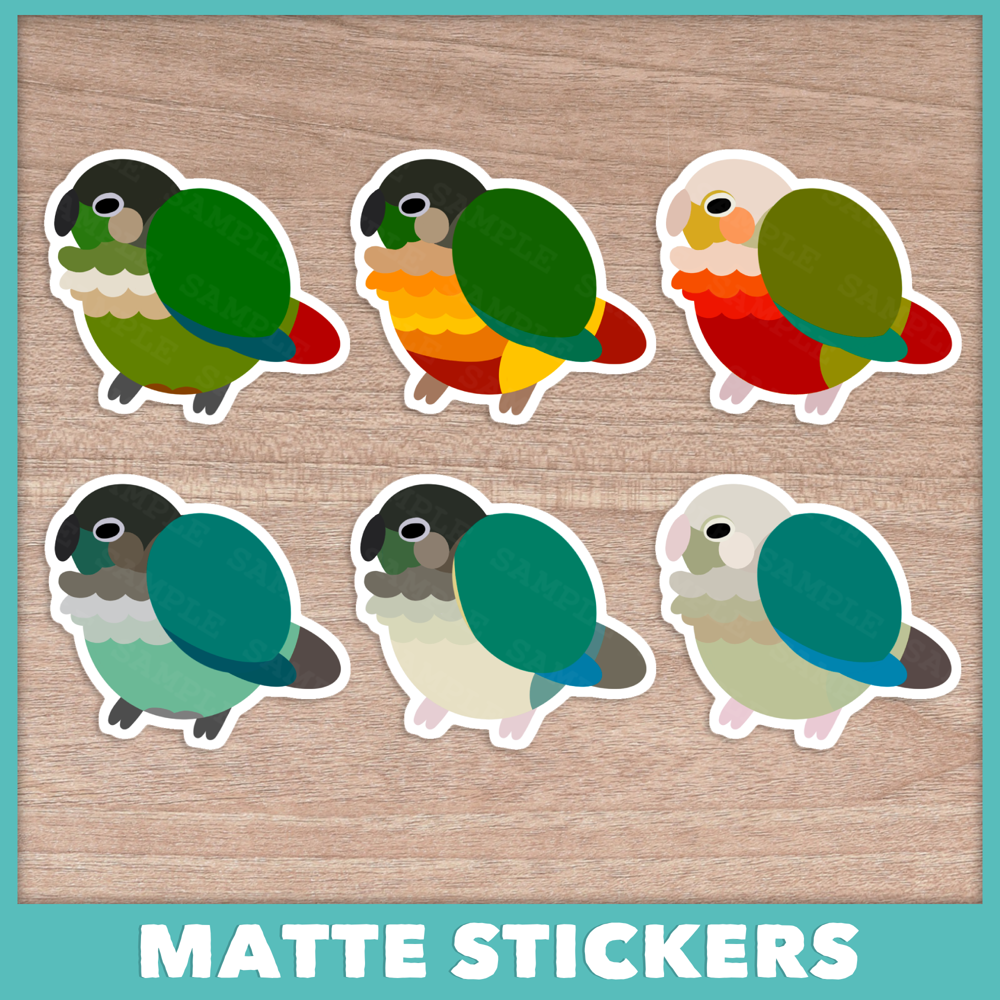 Conure (Pyrhurra) Fluffballs Stickers – Fish & Chirps