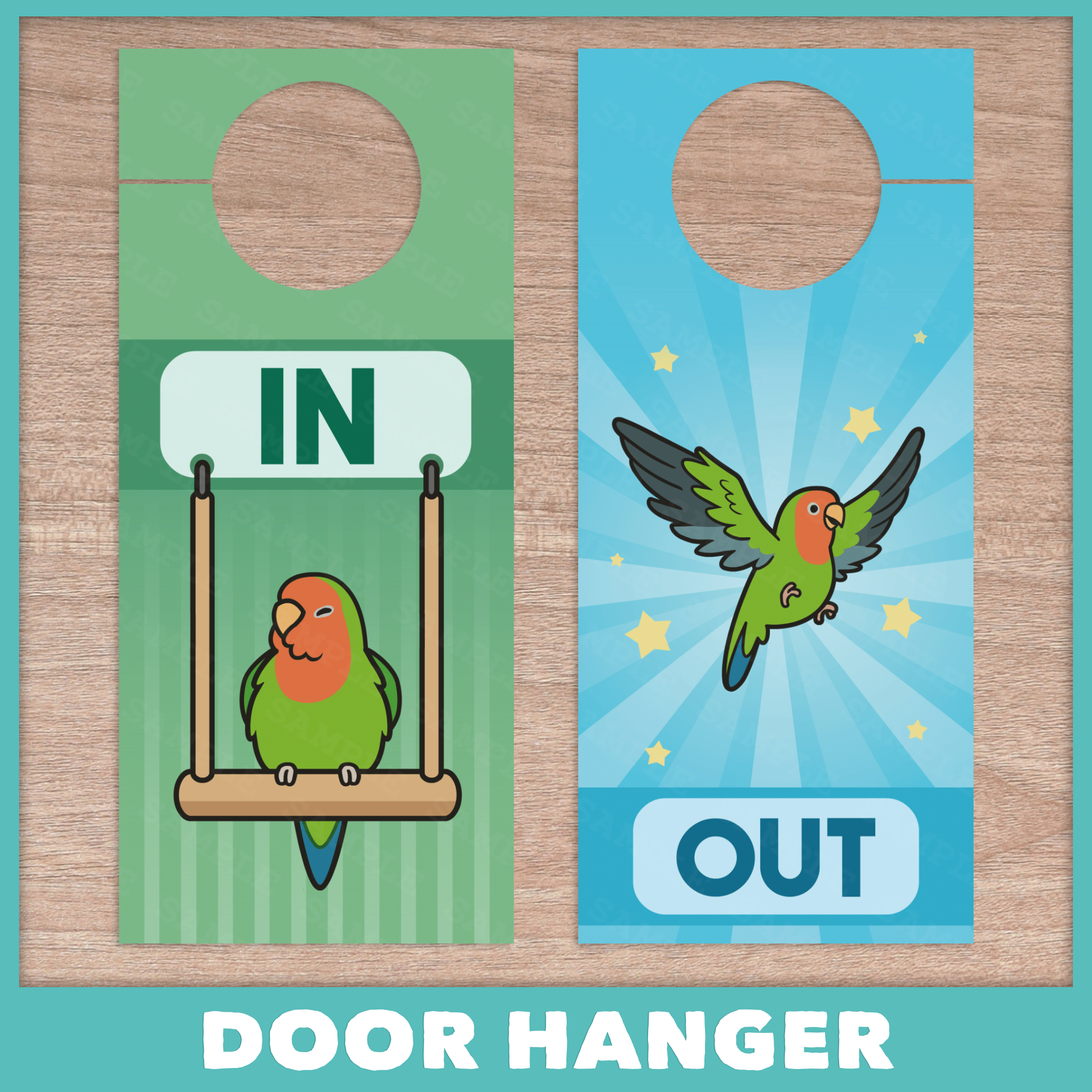 In/Out of Cage Door Hanger (Lovebird) - 2023 Version – Fish & Chirps